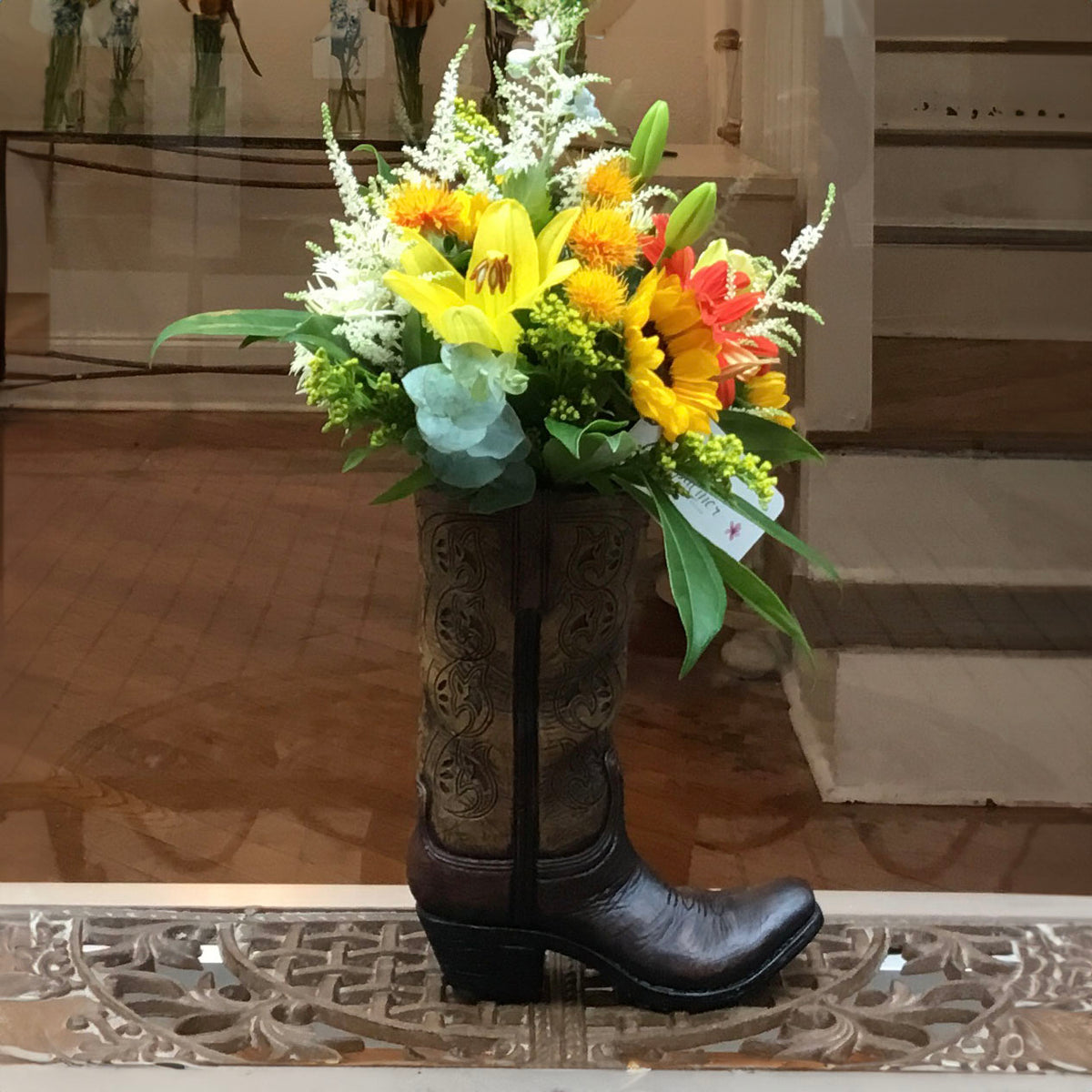 Bouquet of Sunshine Cowboy Boot – The Lily Palmer Flower Co.