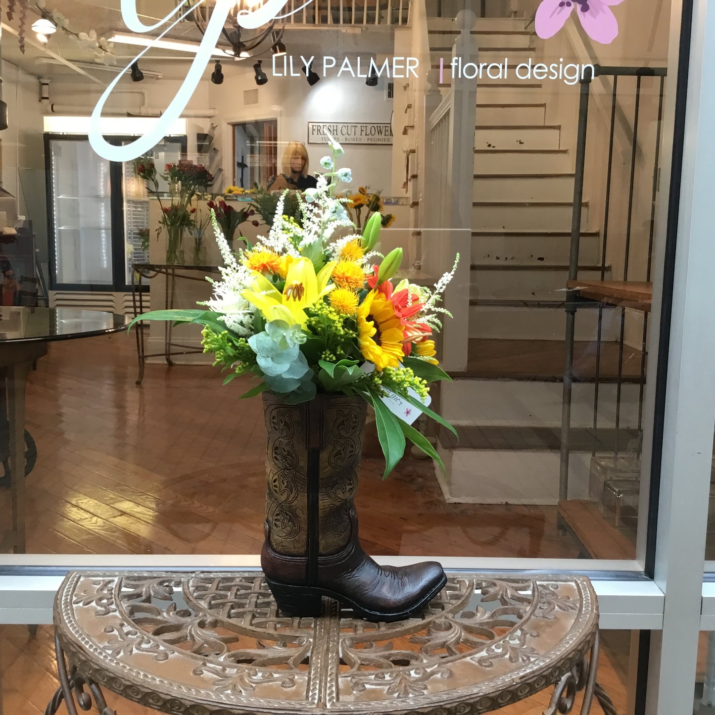 Bouquet of Sunshine Cowboy Boot – The Lily Palmer Flower Co.